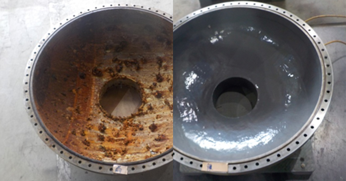 PMX-冷凝器端蓋修護 - 台灣波力梅 - Thortex,ORAPI,PMX,陶瓷複合,泵浦,隔冷熱,熱交換器,VOC,氟素脂